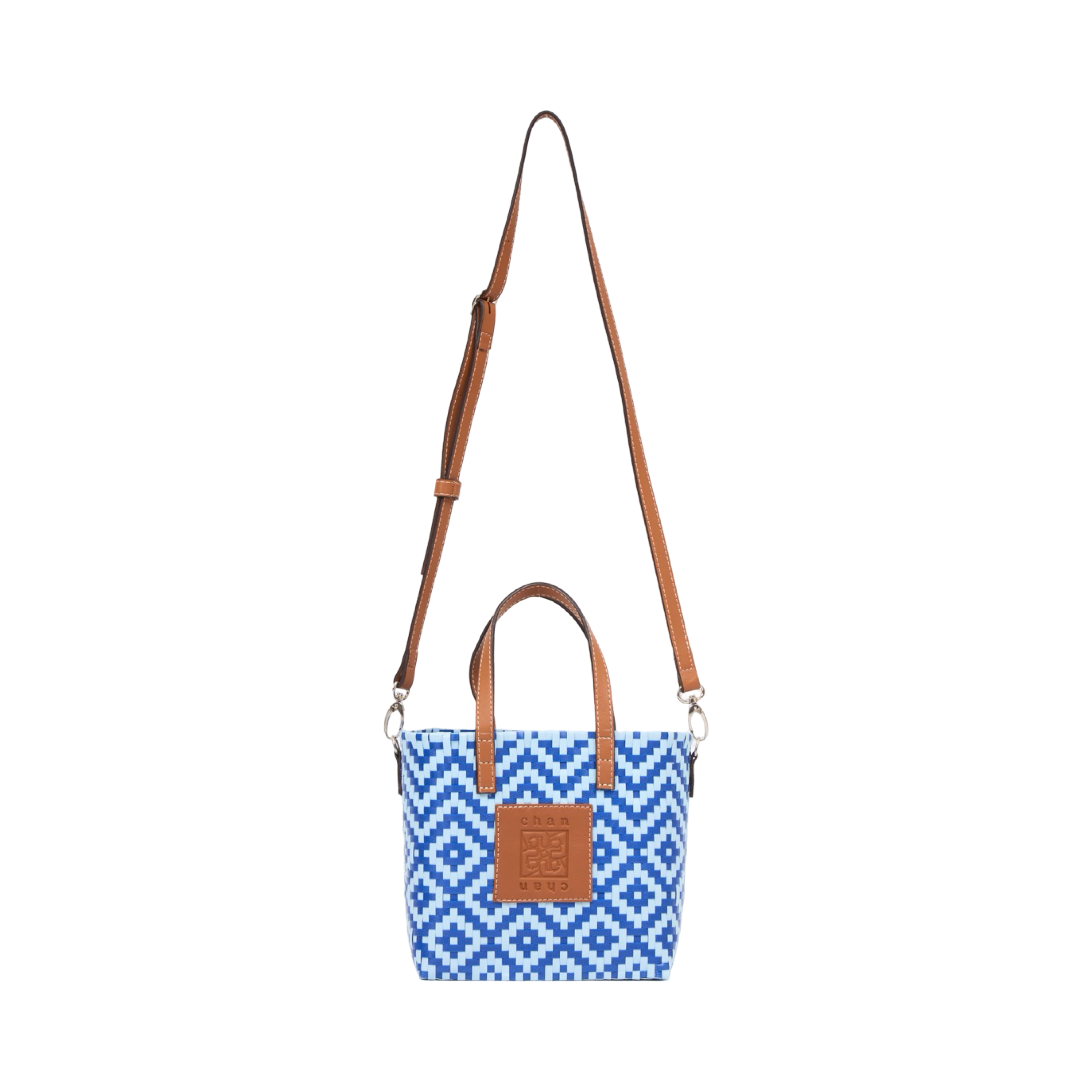 Shop Chan Thai Pattern Basket Bag With Strap M - Blue. Made in Thailand ...
